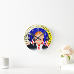 Donald TRUMP-for President of USA _ Round Clock | Zazzle
