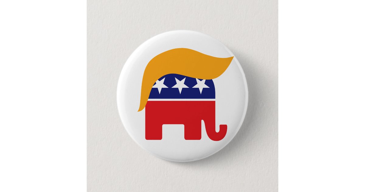Donald Trump GOP Elephant Hair Button | Zazzle