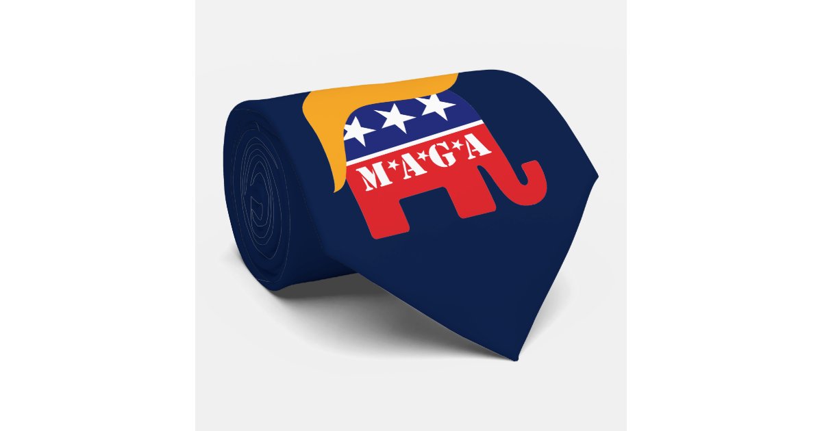 Donald Trump Hair GOP Elephant Logo MAGA Neck Tie | Zazzle