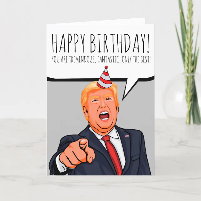 Donald Trump: Happy Birthday Thank You Card | Zazzle