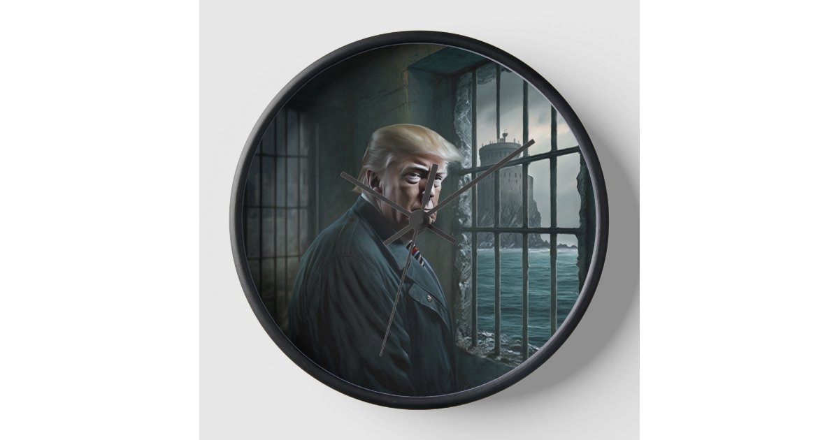 Donald Trump in Alcatraz Prison Clock | Zazzle