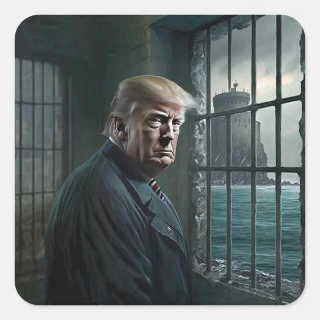 Donald Trump in Alcatraz Prison Square Sticker | Zazzle