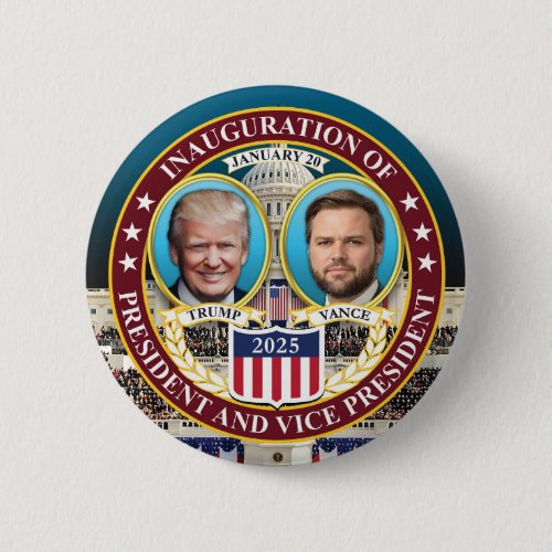 Donald Trump J.D. Vance Inauguration Jan 20, 2025 Button | Gabriel ...