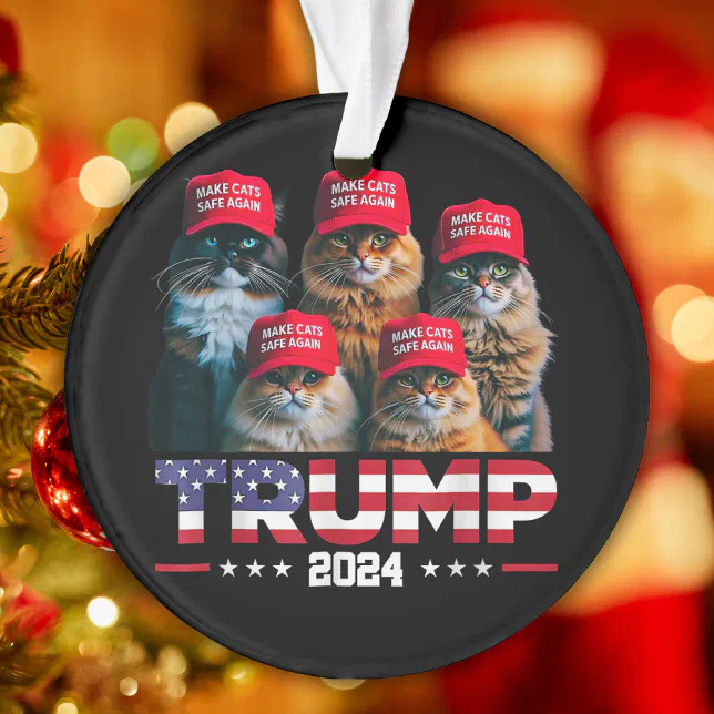 Donald Trump Make Cats Safe Again Red Hat 2024 Ornament | Zazzle