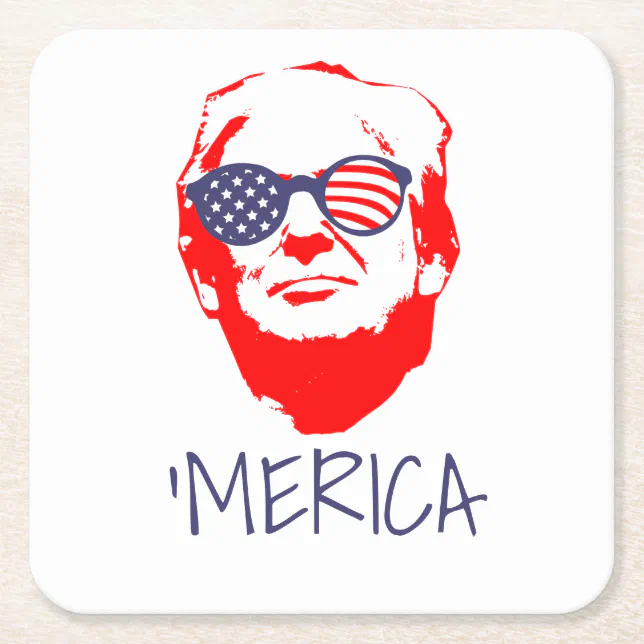 Donald Trump 'Merica Square Paper Coaster | Zazzle