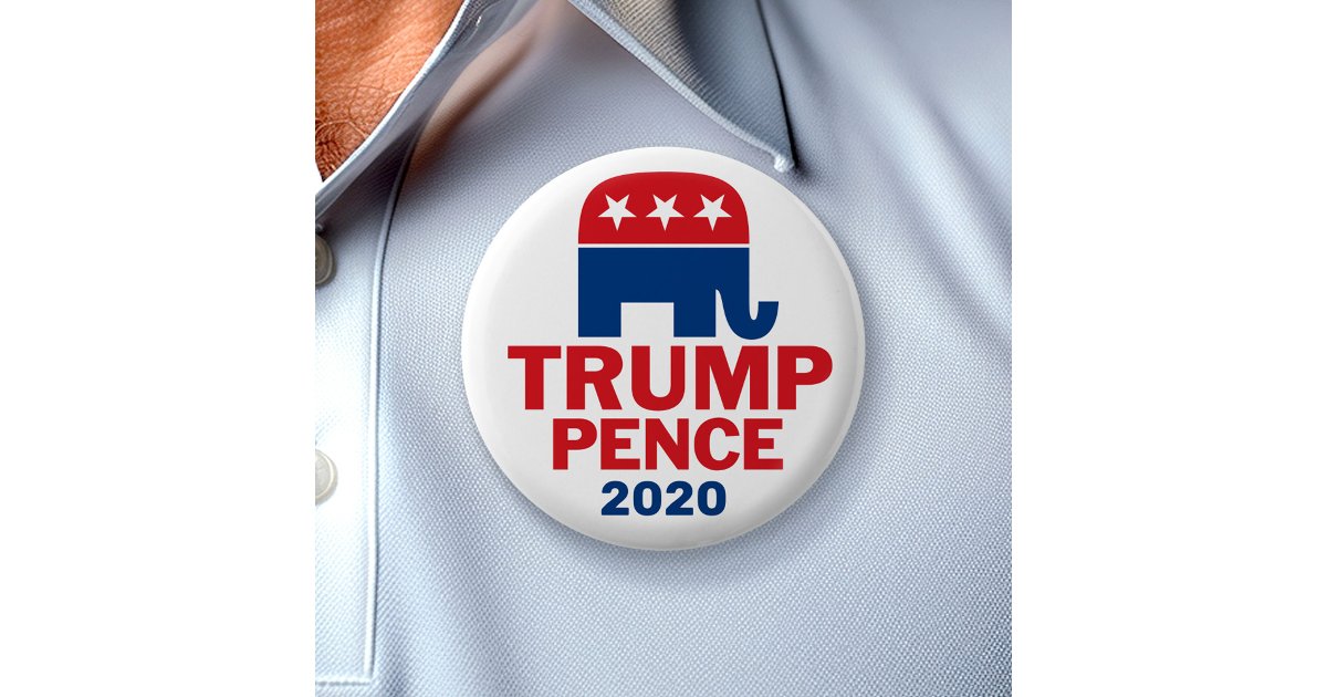 Donald Trump & Mike Pence Republican Elephant 2020 Button | Zazzle