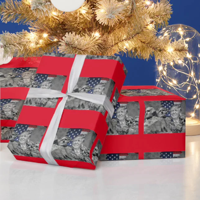 DONALD TRUMP MT.RUSHMORE CHRISTMAS WRAPPING PAPER | Zazzle