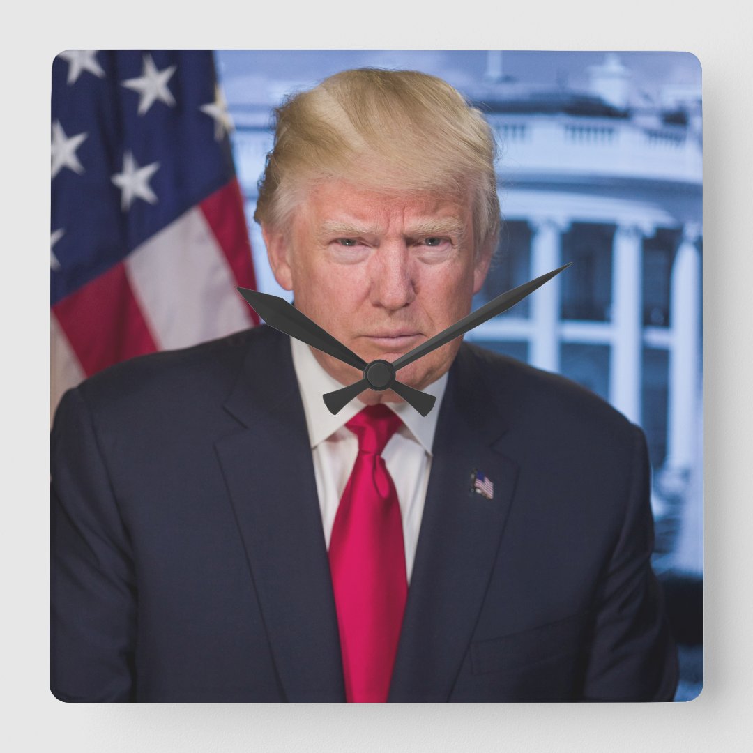 Donald Trump Official Presidential Portrait Square Wall Clock | Zazzle