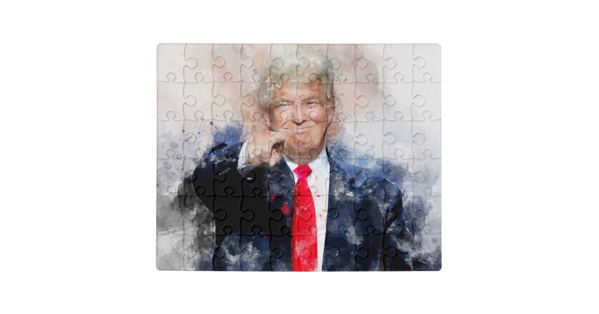 Donald Trump pointing portrait watercolor Jigsaw Puzzle | Zazzle