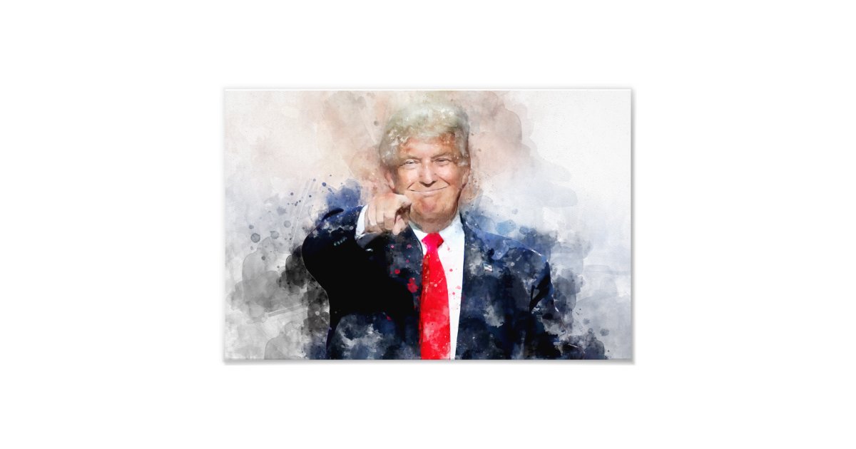 Donald Trump pointing portrait watercolor Photo Print | Zazzle