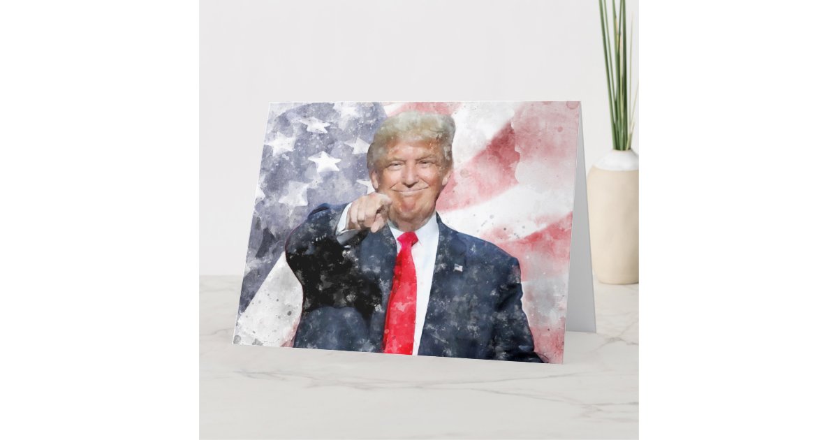 Donald Trump pointing with American flag Thank You Card | Zazzle