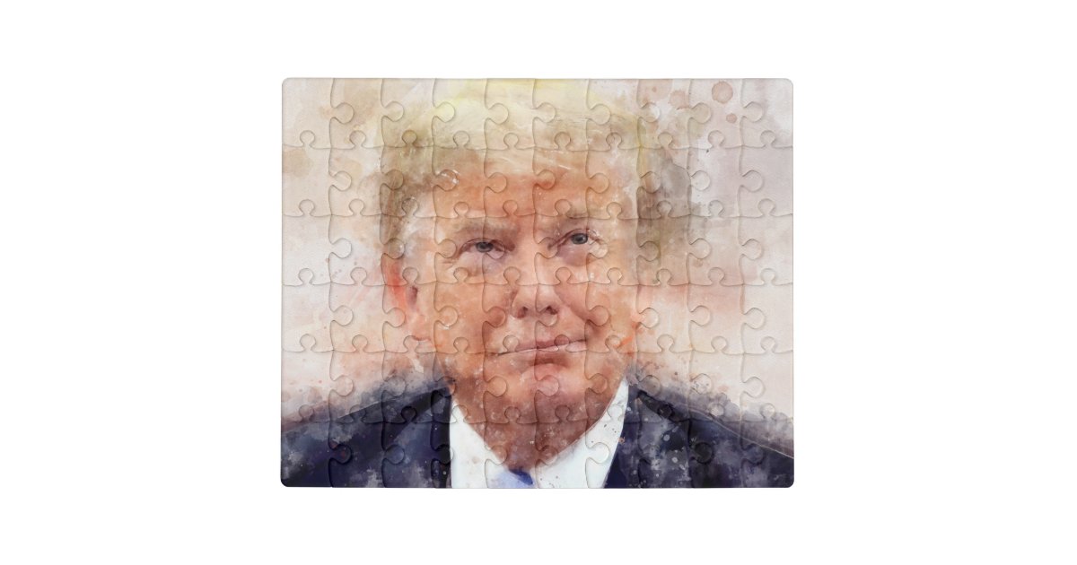 Donald Trump smiling portrait watercolor Jigsaw Puzzle | Zazzle