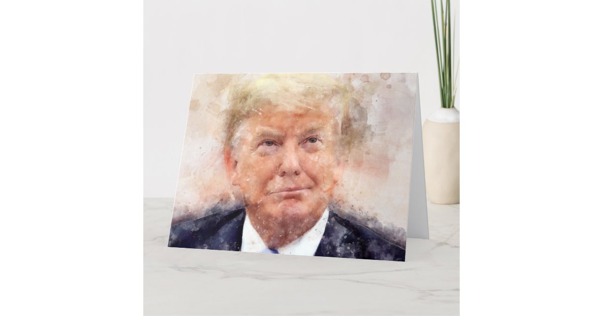Donald Trump smiling portrait watercolor Thank You Card | Zazzle