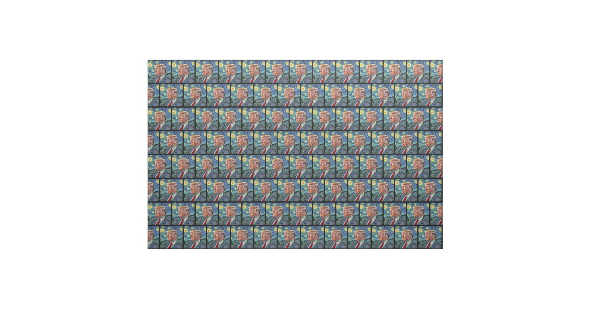 Donald Trump Starry Night Van Gogh Art Style 2024 Fabric | Zazzle