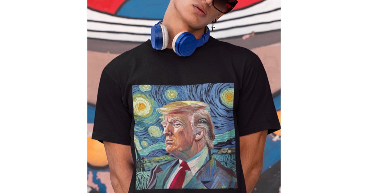 Donald Trump Starry Night Van Gogh Art Style 2024 T-Shirt | Zazzle