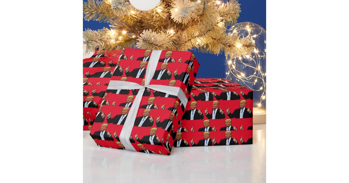 DONALD TRUMP THUMBS UP CHRISTMAS WRAPPING PAPER | Zazzle
