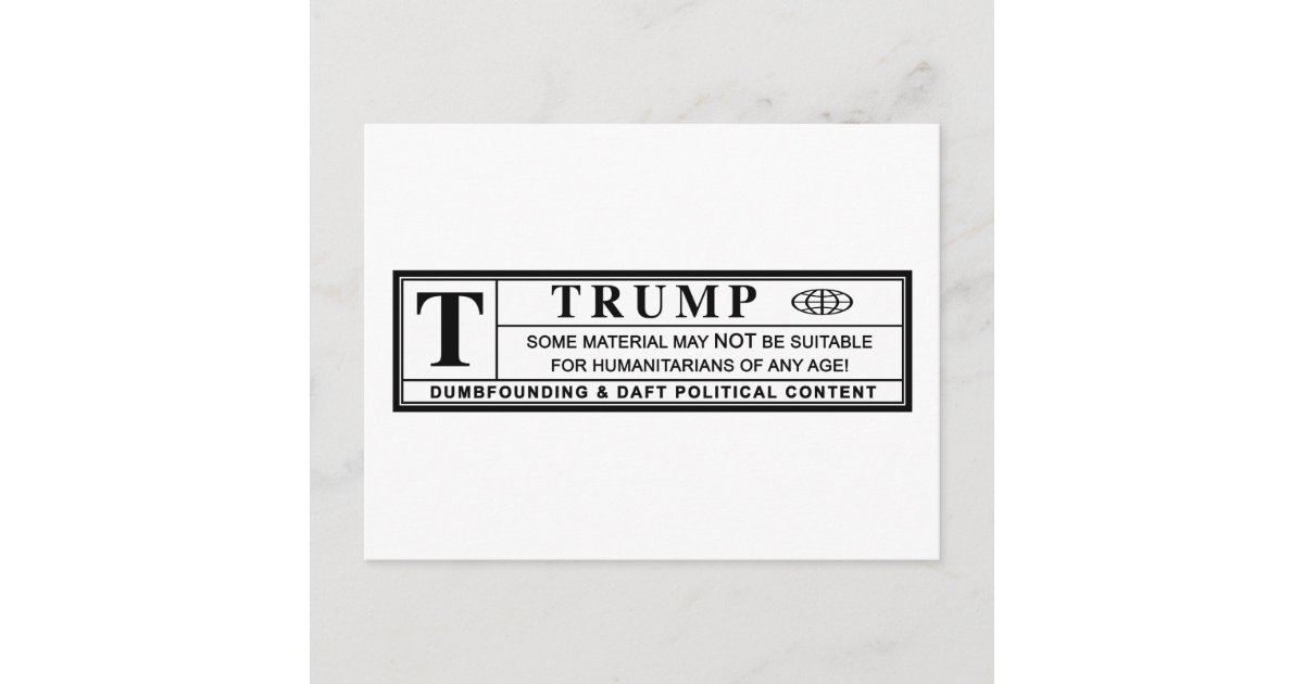 Donald Trump Warning Label Postcard | Zazzle