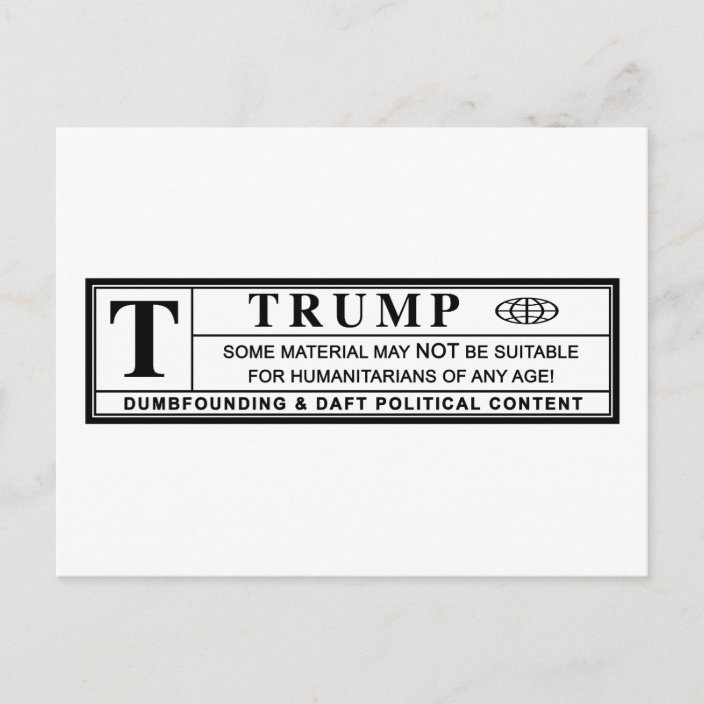 Donald Trump Warning Label Postcard | Zazzle