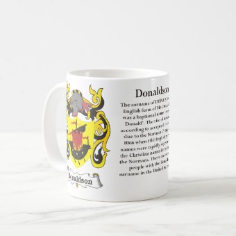 Donaldson, the origin, meaning and the crest coffee mug | Zazzle