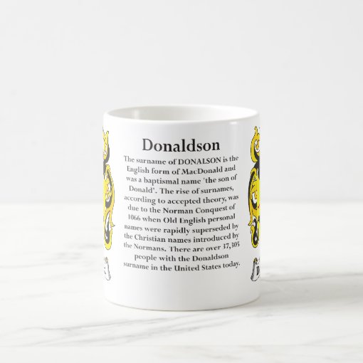 Donaldson, the origin, meaning and the crest coffee mug | Zazzle