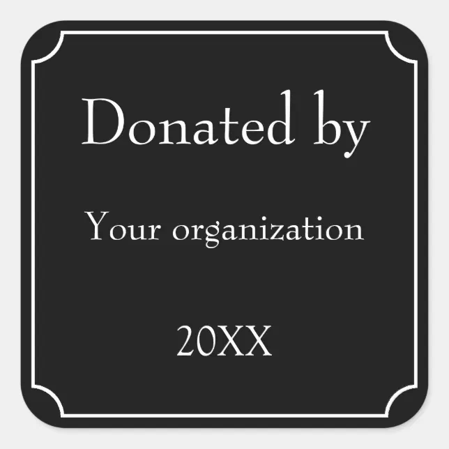 Donated By Template Square Sticker | Zazzle