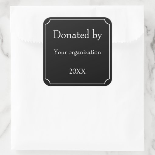 Donated By Template Square Sticker | Zazzle