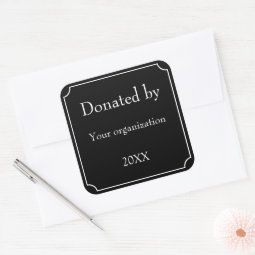 Donated By Template Square Sticker | Zazzle