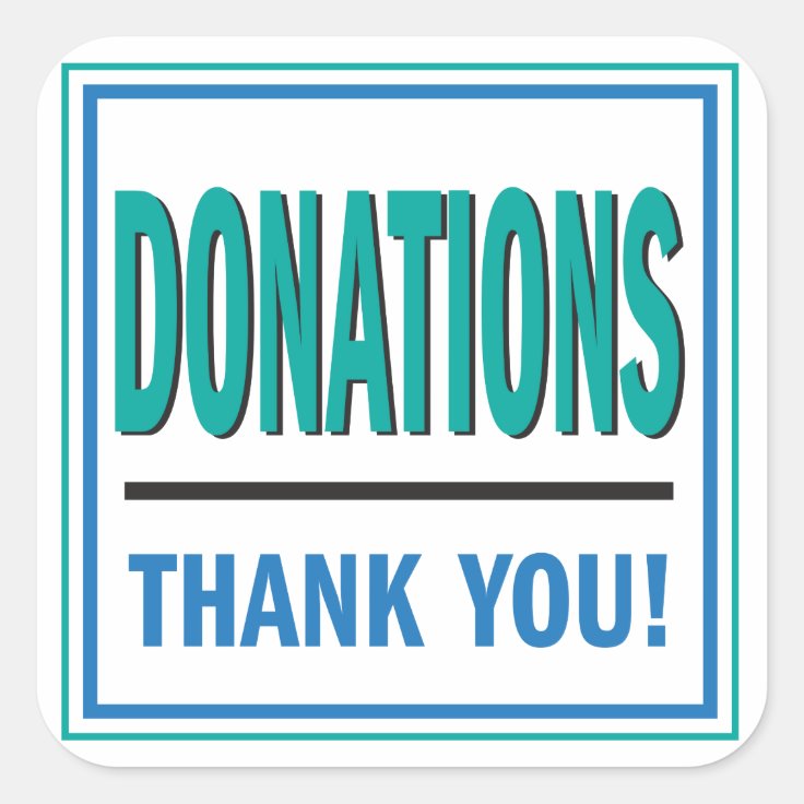 Donations jar teal and blue sticker | Zazzle