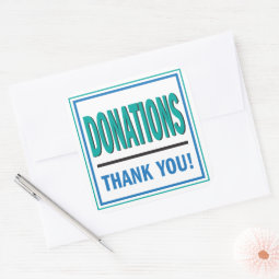 Donations jar teal and blue sticker | Zazzle
