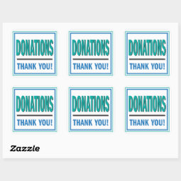 Donations jar teal and blue sticker | Zazzle