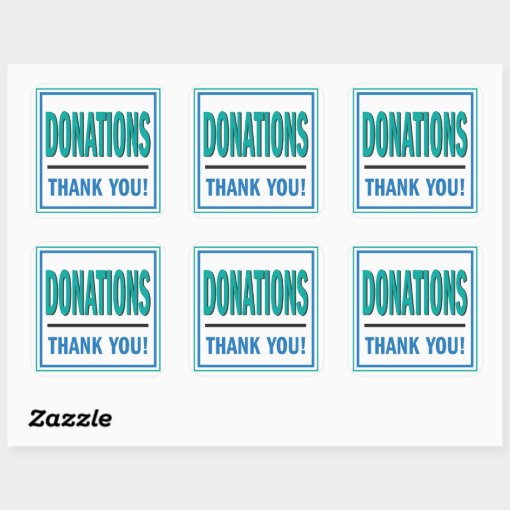 Donations jar teal and blue sticker | Zazzle