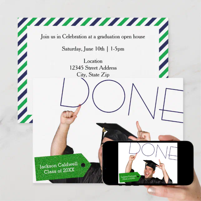 Done Photo - 3x5 Graduation Party Invitation | Zazzle