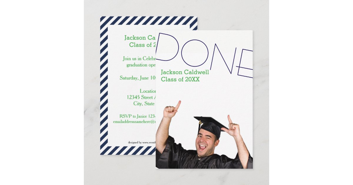 Done Photo Vertical - 3x5 Graduation Party Invite | Zazzle
