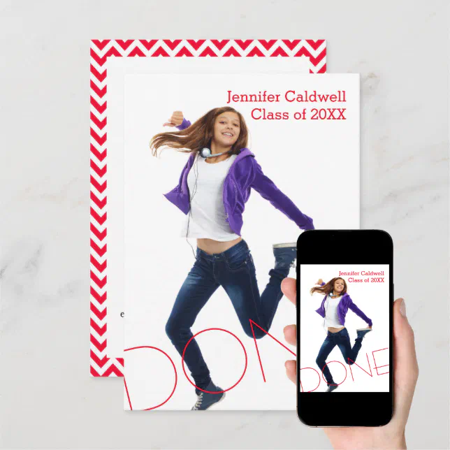 Done Photo Vertical - 3x5 Graduation Party Invite | Zazzle