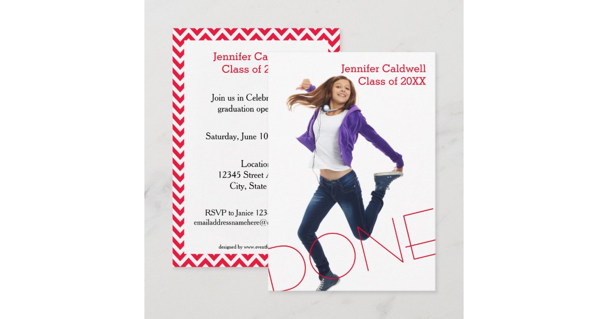 Done Photo Vertical - 3x5 Graduation Party Invite | Zazzle