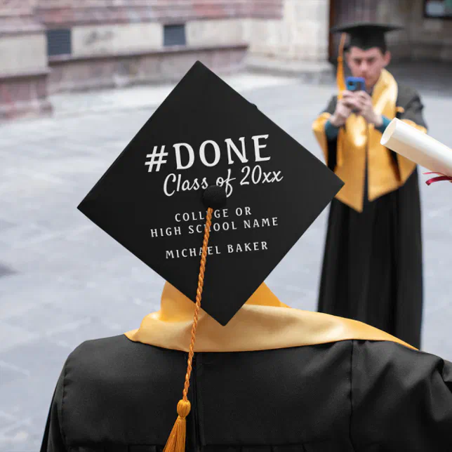 #Done | Simple Graduate Name Class Year & School Graduation Cap Topper ...