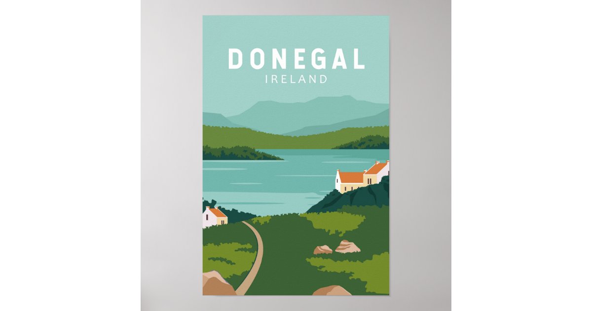 Donegal Ireland Retro Travel Art Vintage Poster | Zazzle