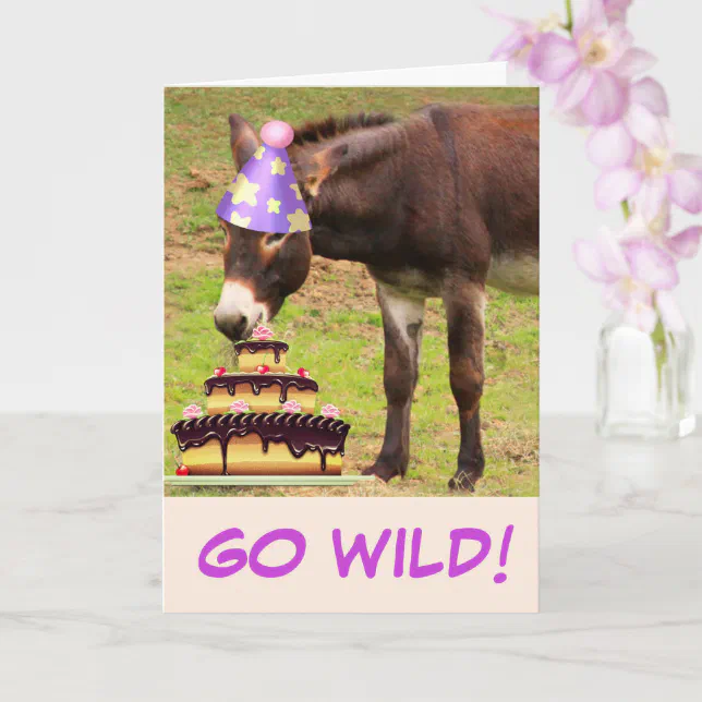 Donkey And Birthday Cake Card | Zazzle