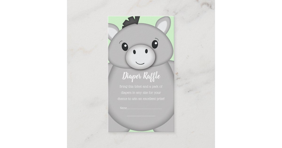 Donkey Baby Shower Diaper Raffle Enclosure Card | Zazzle