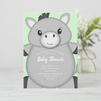 Donkey Baby Shower Green Invitation | Zazzle