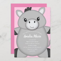 Donkey Birthday Party Pink Invitation | Zazzle
