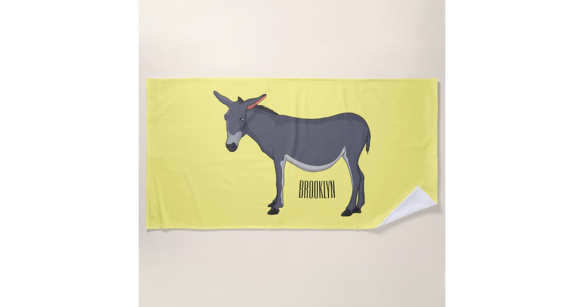 Donkey cartoon illustration beach towel | Zazzle