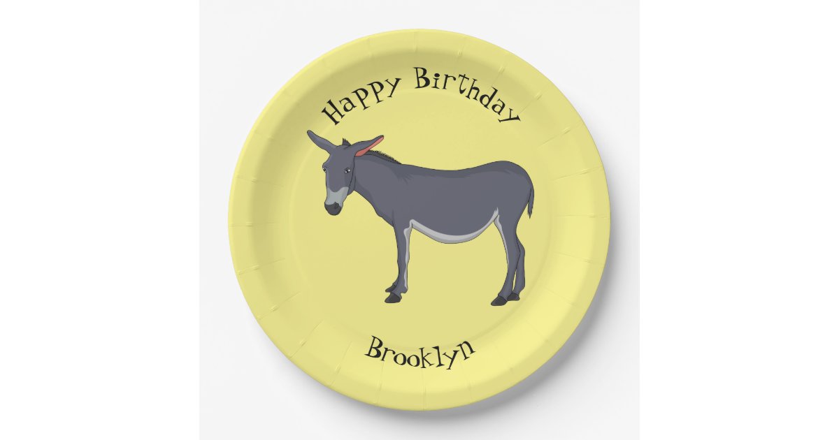 Donkey cartoon illustration paper plates | Zazzle