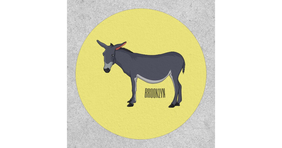 Donkey cartoon illustration patch | Zazzle