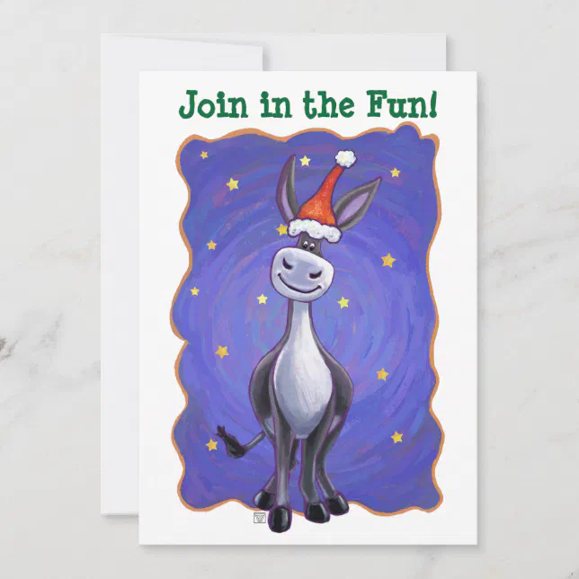 Donkey Christmas Invitation | Zazzle