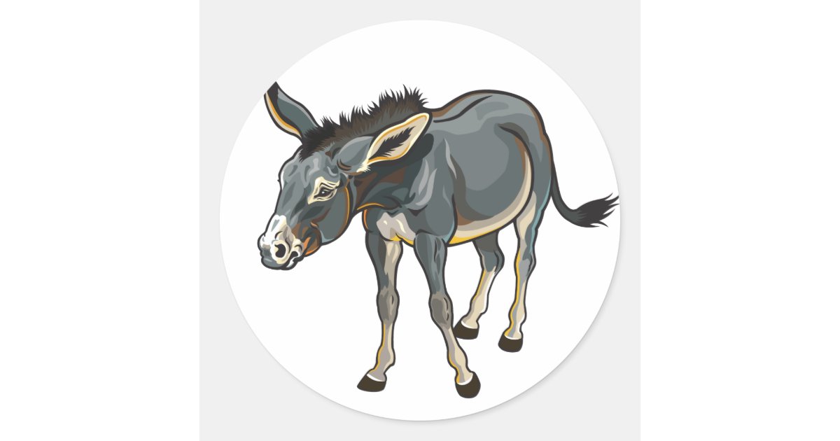 donkey classic round sticker | Zazzle