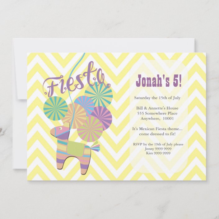 Donkey Fiesta Pinata Kids Chevron Birthday Party Invitation | Zazzle.com