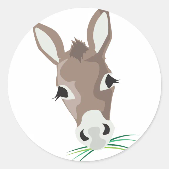 Donkey Head Classic Round Sticker | Zazzle