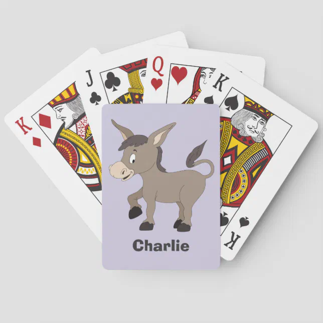 Donkey illustration custom name playing cards | Zazzle