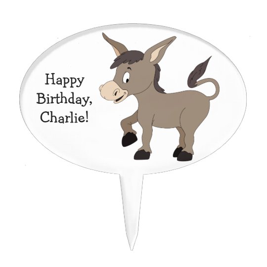 Donkey illustration custom text cake topper | Zazzle.com